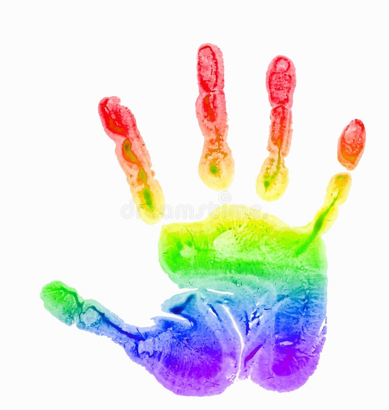 Regenbogen, Handprint Das Aquarell Der Kinder Vektor Abbildung ...