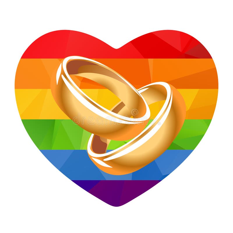 Regenbooghart En Twee Ringen Vector Illustratie - Illustration of laag ...