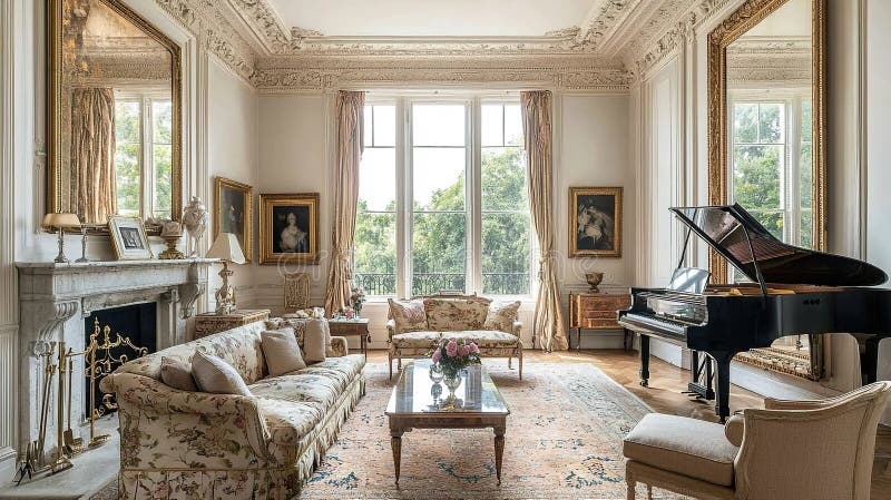 Regency Home Interior in Brighton Stock Illustration - Illustration of ...