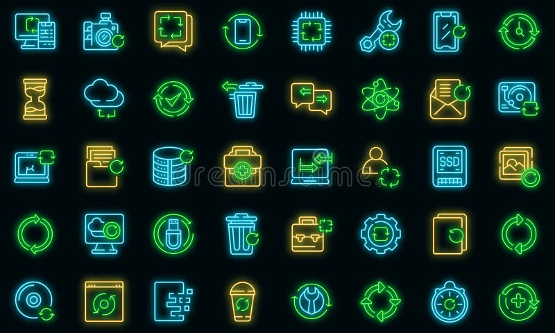 Regeneration Icons Set Vector Neon Stock Illustration - Illustration of ...