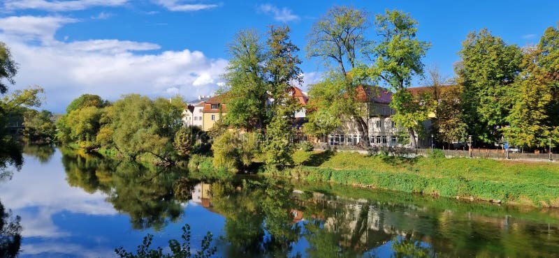 Regensburg on the Danube with Stone Bridge in Sunshine and Clouds in ...