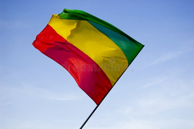 Reggae flag over blue sky stock photo. Image of silk, flag - 6216936