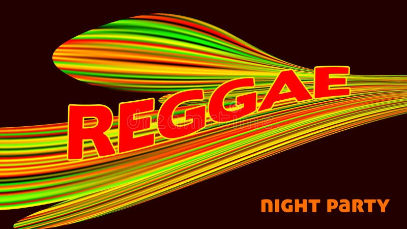 Reggae Night Party Flyer Template with Curved Abstraction. Vector ...