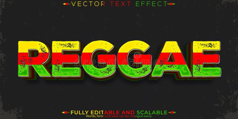 Reggae Text Effect, Editable Music and Jamaica Text Style Stock Vector ...