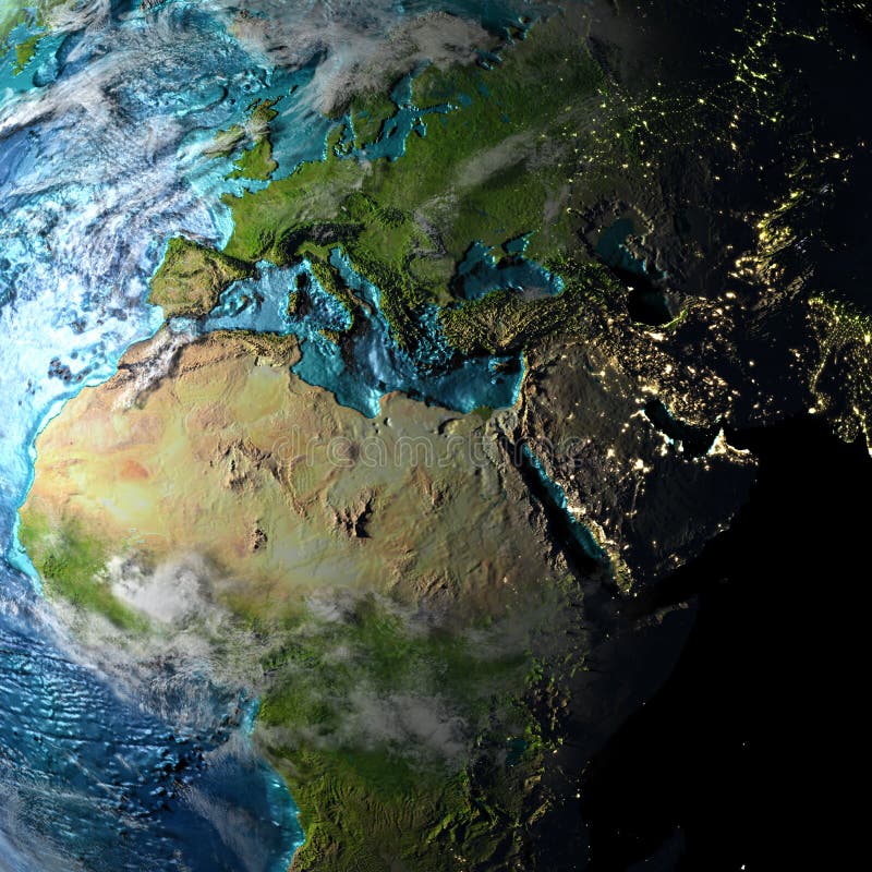 Região Da EMEA No Mapa Físico Ilustração Stock - Ilustração de ...