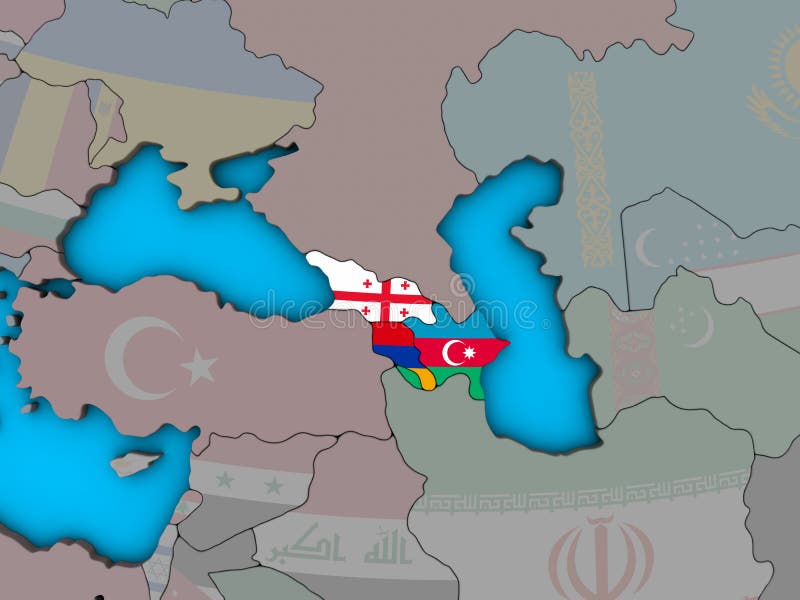 Mapa político de Cáucaso ilustração do vetor. Ilustração de artwork ...