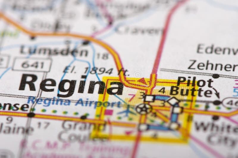 Regina, Saskatchewan on Map Stock Image - Image of tourism, political ...