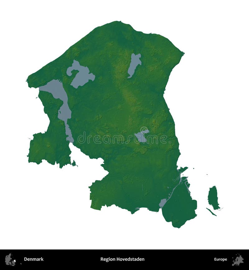 Region Hovedstaden, Denmark, Isolated on White. Physical Stock ...