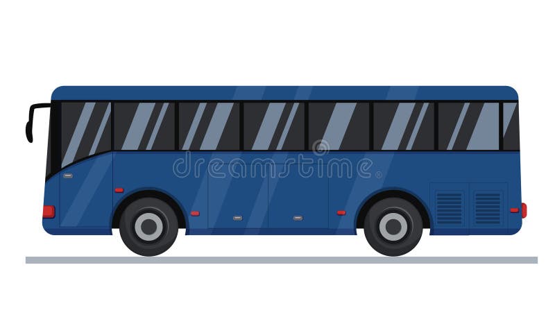 Regional Blue Bus in Flat Style. Side View Stock Vector - Illustration ...