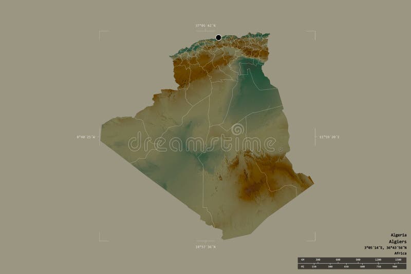 Regional Division of Algeria. Relief Stock Illustration - Illustration ...