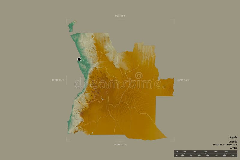 Regional Division of Angola. Relief Stock Illustration - Illustration ...