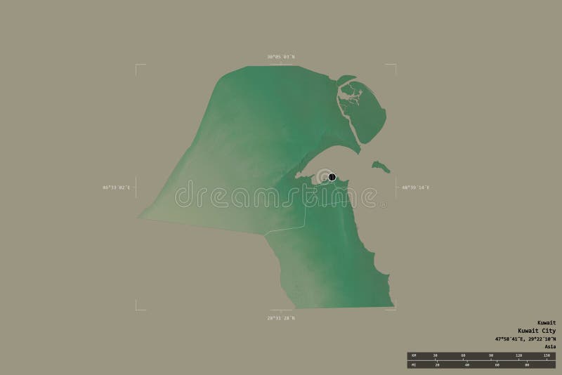 Regional Division of Kuwait. Relief Stock Illustration - Illustration ...