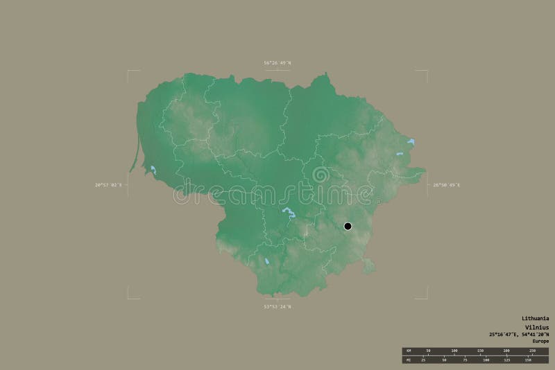 Regional Division of Lithuania. Relief Stock Illustration ...