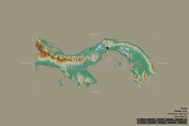 Regional Division of Panama. Relief Stock Illustration - Illustration ...
