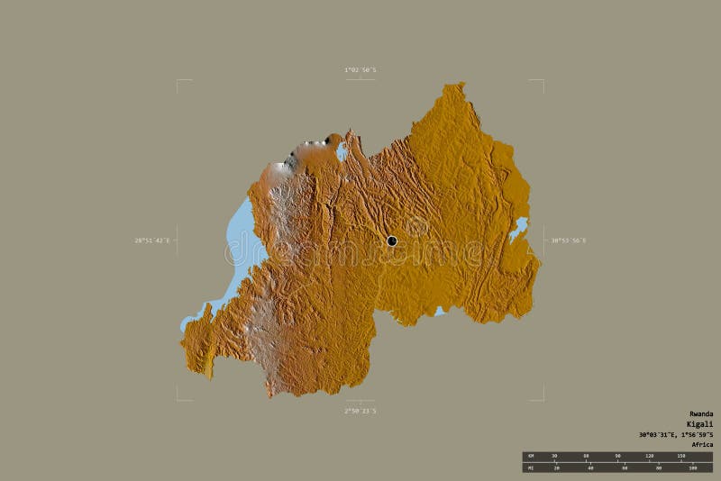 Regional Division of Rwanda. Relief Stock Illustration - Illustration ...