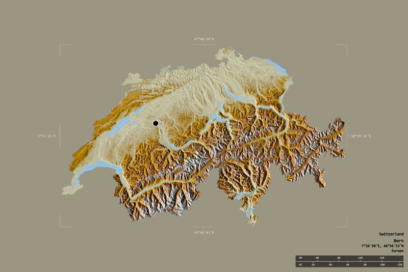 Regional Division of Switzerland. Relief Stock Illustration ...
