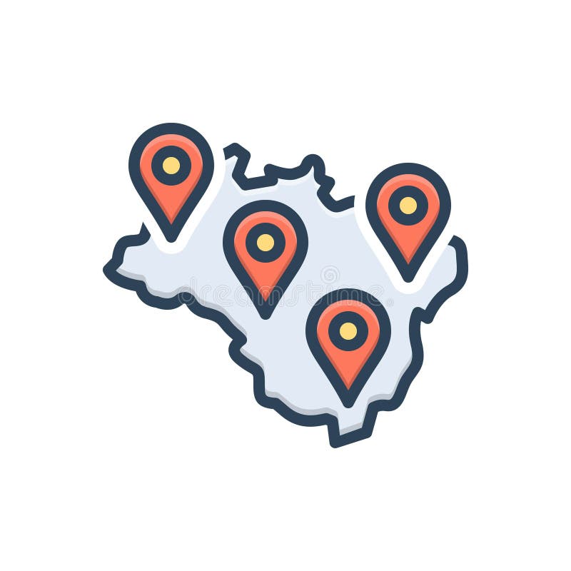 Color Illustration Icon for Regional, Territorial and Location Stock ...