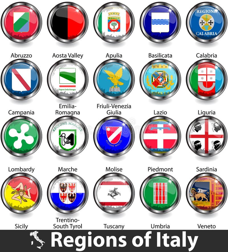 Regions of Italy stock vector. Illustration of lands - 193032726