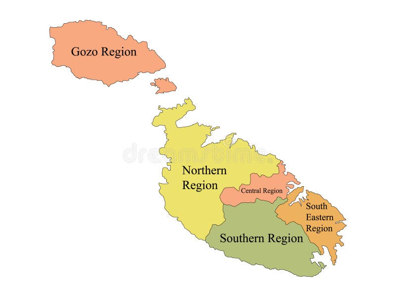 Regions Map of Malta stock vector. Illustration of white - 181921591
