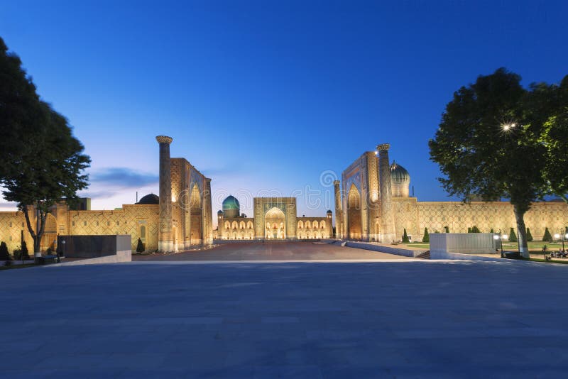 Registan Square, Samarkand, Uzbekistan. Stock Image - Image of ...