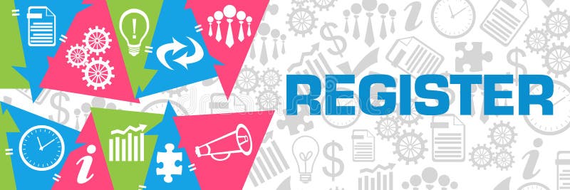 Register Colorful Triangles Business Symbols Horizontal Stock ...
