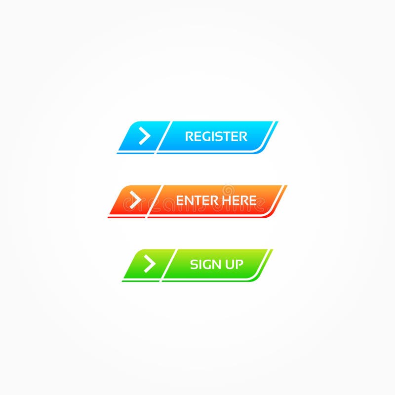 Register, Enter Here & Sign Up Buttons Stock Vector - Illustration of ...