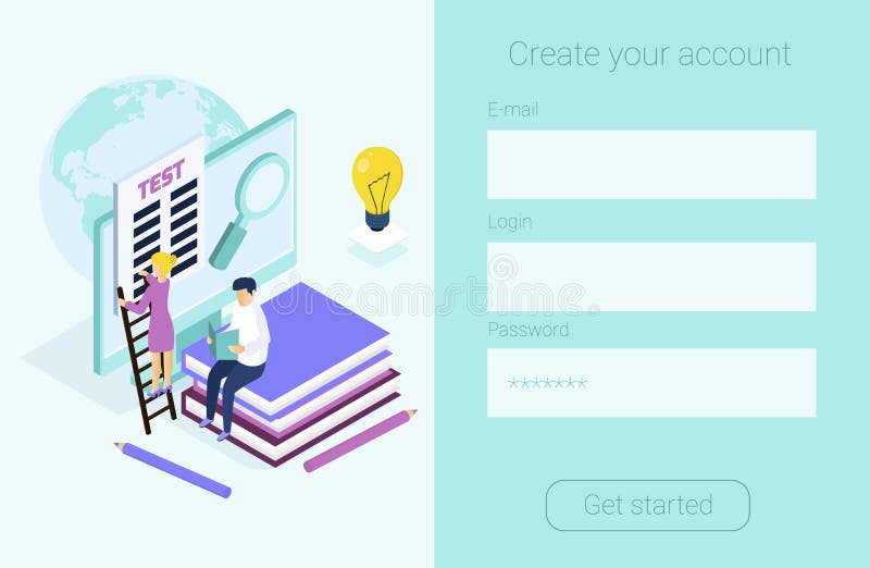 Register Form for Language Courses, E-learning, Stock Vector ...