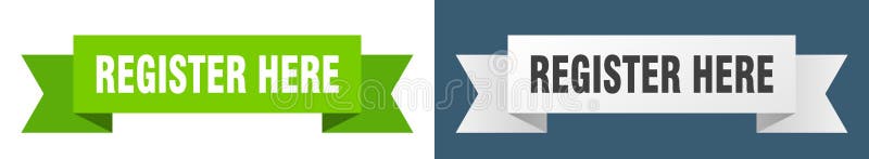 Register Here Ribbon. Register Here Isolated Paper Sign. Banner Stock ...