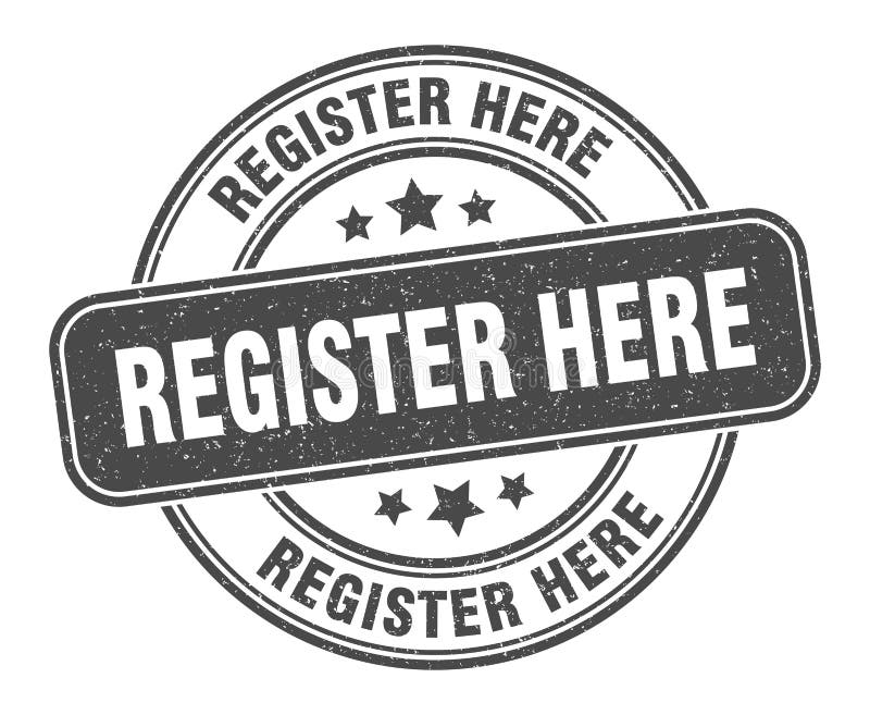 Register Here Stamp. Register Here Round Grunge Sign Stock Vector ...