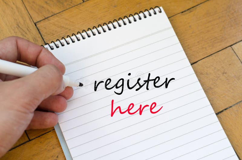 Register Here Text Concept on Notebook Stock Illustration ...