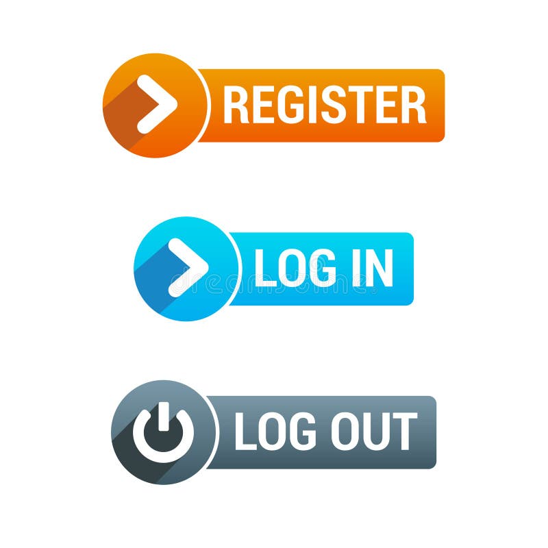 Register, Log in & Log Out Buttons Stock Vector - Illustration of user ...