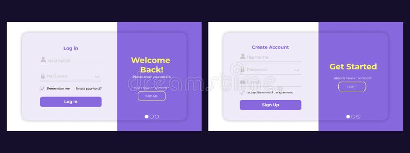 Clean Modern Login Form Ui Template Design Stock Vector - Illustration ...