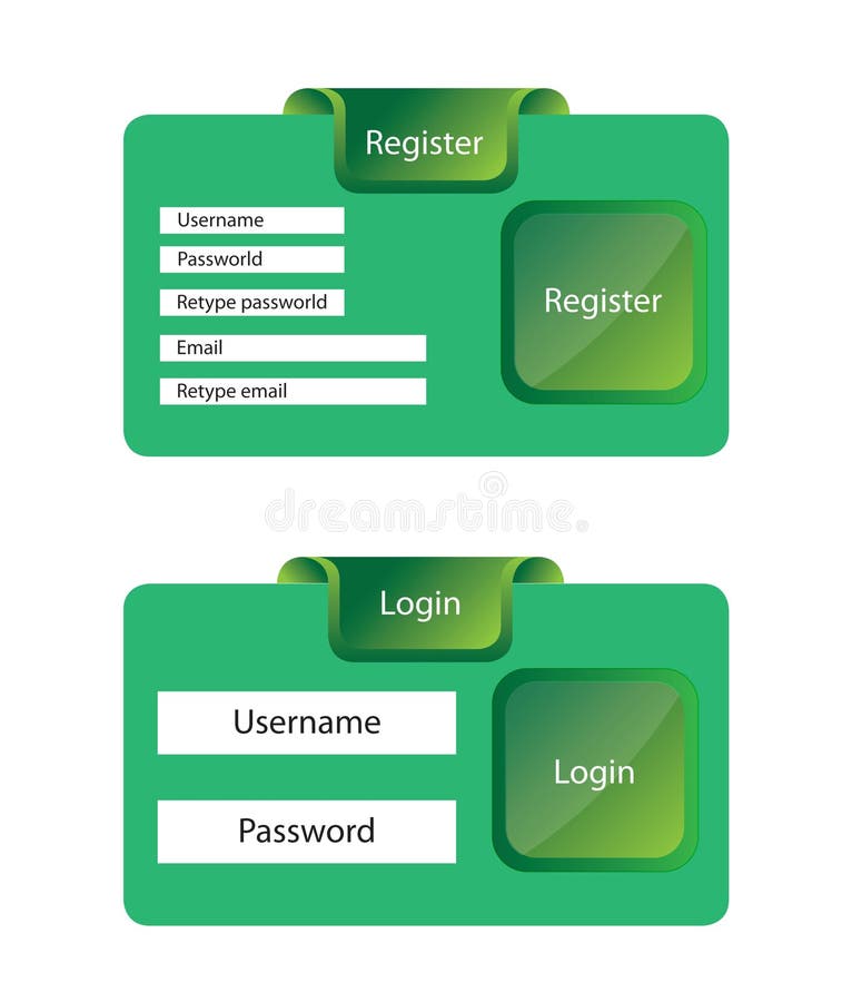 Register and Login Template Stock Vector - Illustration of page ...