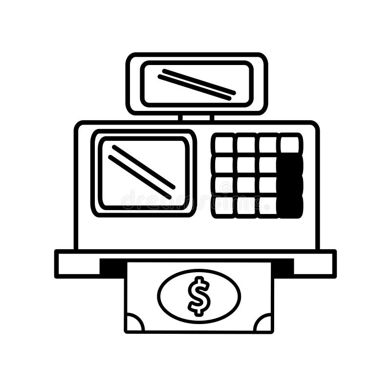 Register Machine with Money Icon Stock Vector - Illustration of machine ...