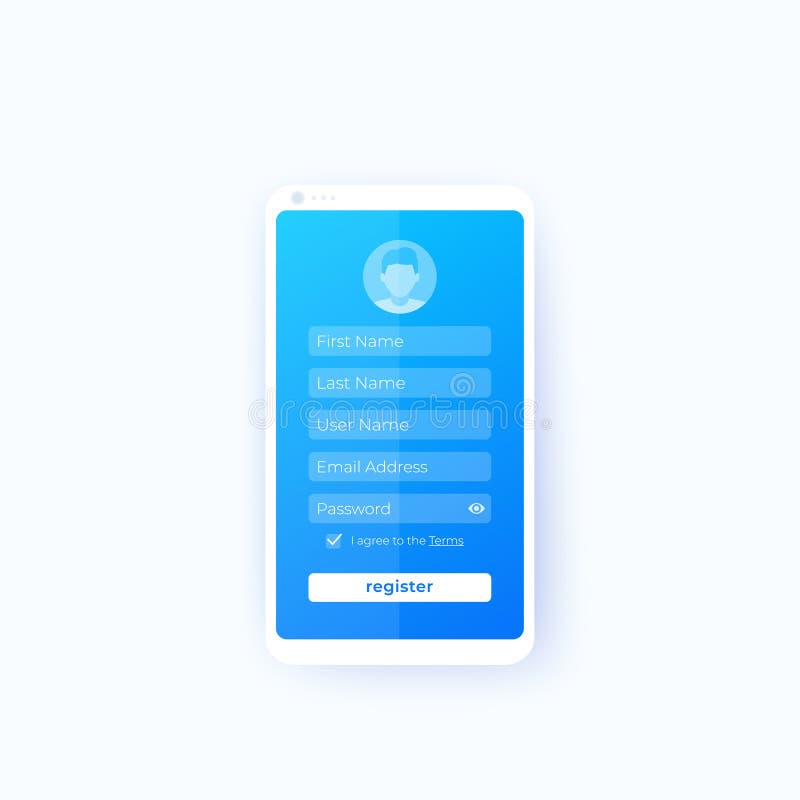 Register Form, Mobile Ui Vector Design Stock Vector - Illustration of ... Register Form, Mobile Ui Vector Design Stock Vector - Illustration of ...