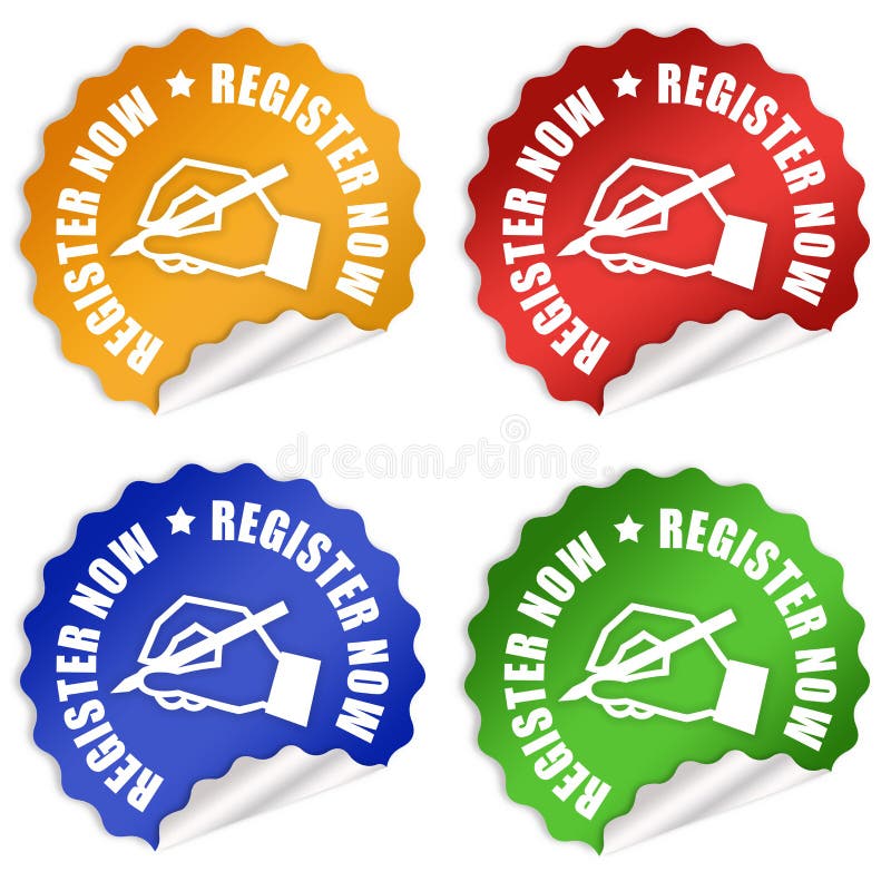Register now stock illustration. Illustration of badge - 15721619