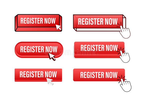 Register Now Button with Pointer Clicking. Register Now Web Buttons Set ...