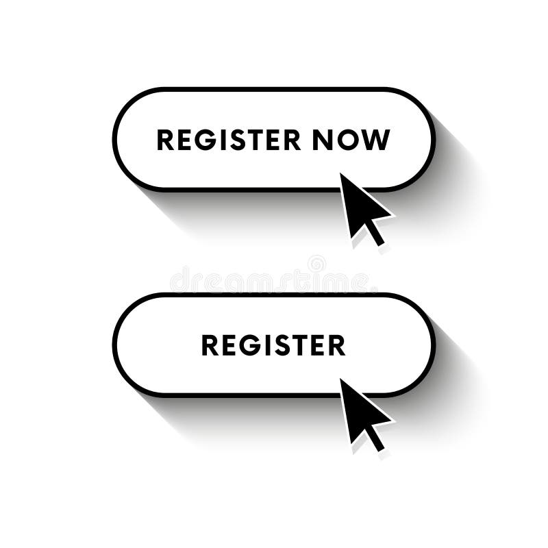 Register Now Button. Register Button. Long Shadow. Vector Illustration ...