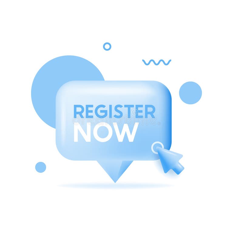 Register Now Chat Bubble with Hand Cursor. Registration Button with ...
