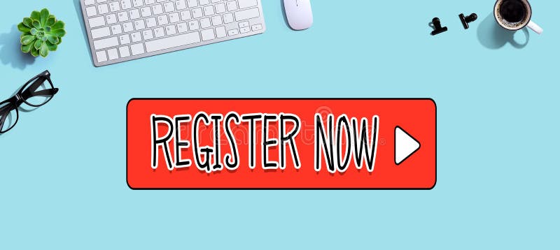 Register Now with a Computer Keyboard Stock Illustration - Illustration ...