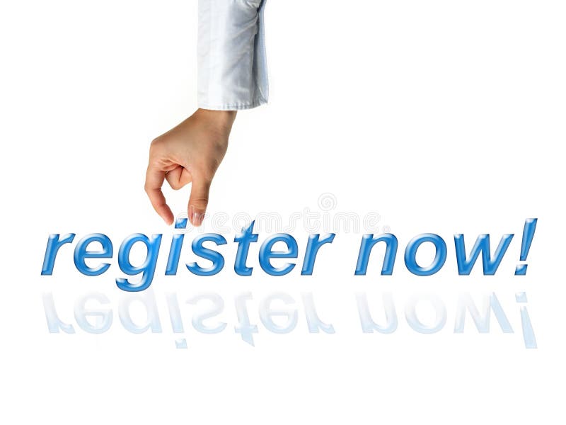 Register Now Concept with Hand and Word Stock Illustration ...