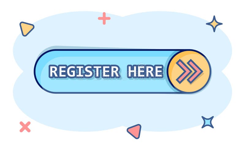 Register Now Icon in Comic Style. Registration Cartoon Vector ...