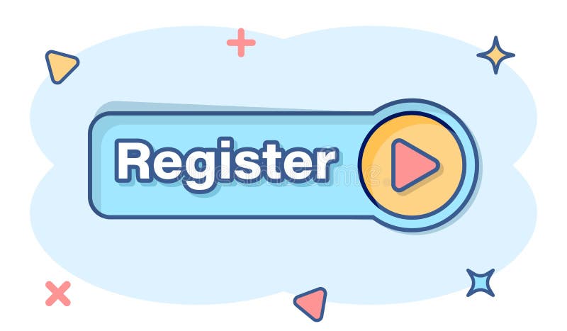 Register Now Icon in Comic Style. Registration Cartoon Vector ...