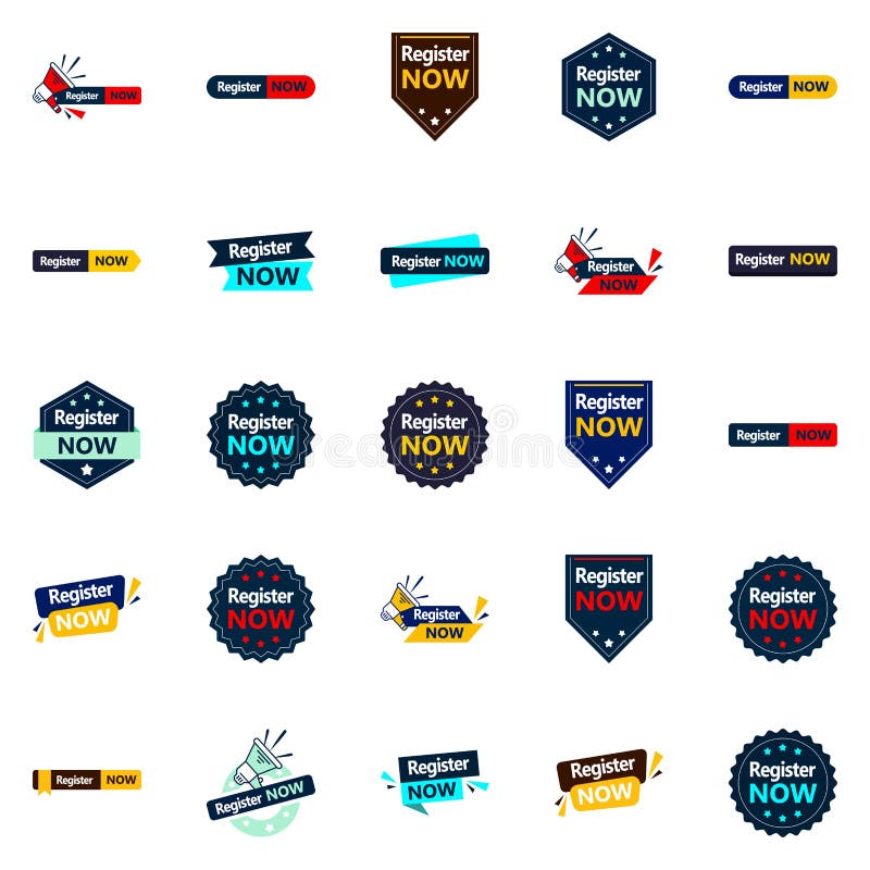Register Now 25 Professional Typographic Banners Stock Vector ...