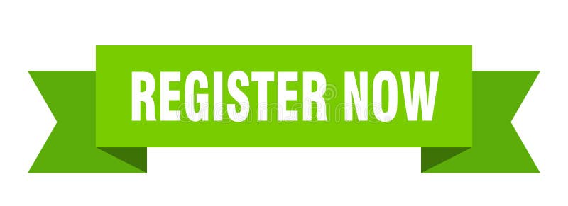 Register now ribbon. stock vector. Illustration of green - 154054197