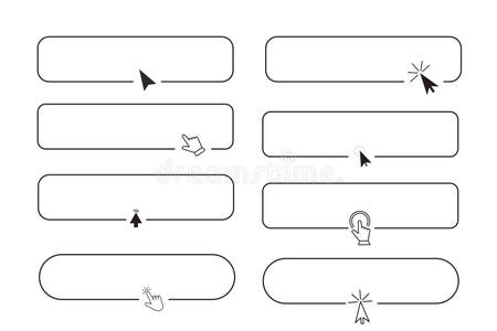 Register Now Set Line Frame Border with Arrow, Mouse Pointer, Button ...