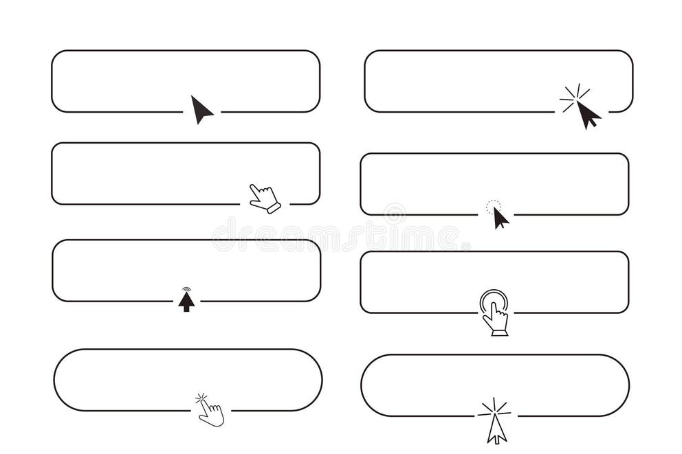 Register Now Set Line Frame Border with Arrow, Mouse Pointer, Button ...