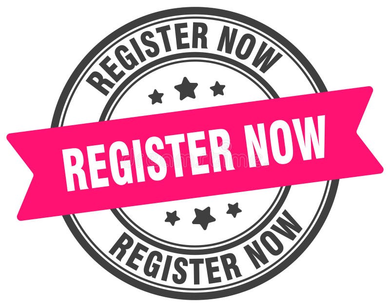 Register Now Stamp. Register Now Label on Transparent Background. Round ...