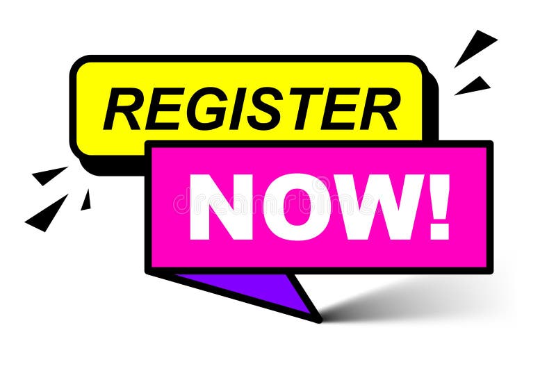 Register Now. Vector Illustration Modern Web Banner with Text Register ...