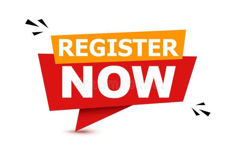 Register Now. Vector Illustration Modern Web Banner with Text Register ...